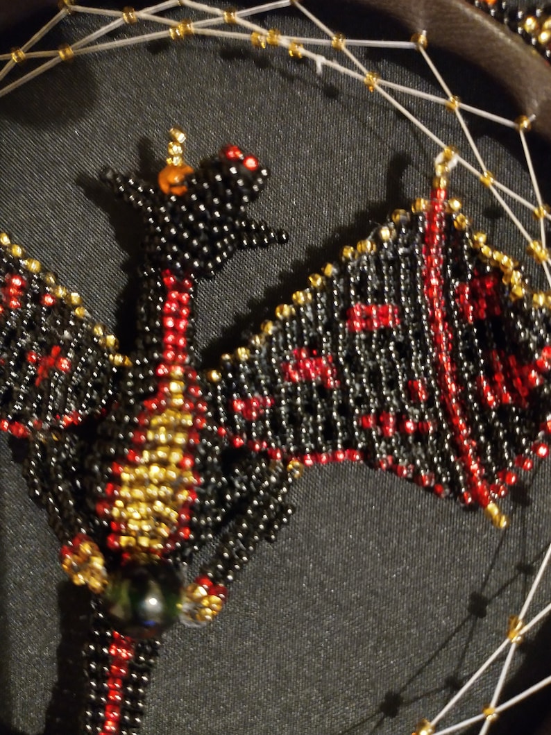 Dragon Beaded Dream Catcher 3D 14" Red Black Orange - Etsy