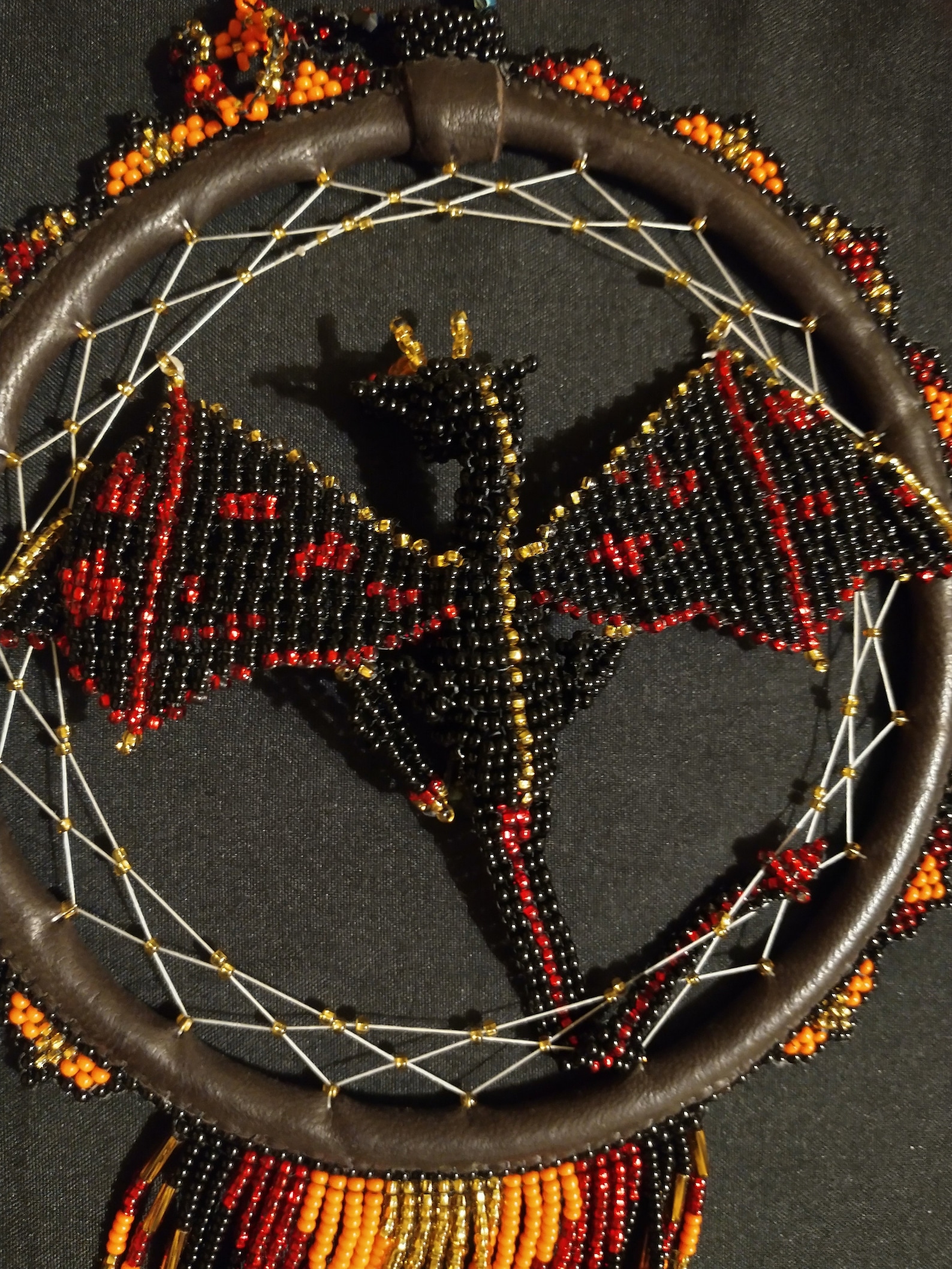 Dragon Beaded Dream Catcher 3D 14" Red Black Orange - Etsy