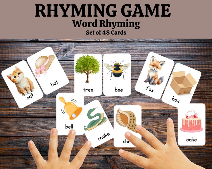 Rhyming Cards - Rhyme Familiar Words - for the Growing Mind, Montessori ...