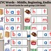 CVC Word Phonics Matching Cards Includes 40 Beginning, 40 Middle and 40 ...