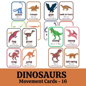 Movement Cards for Toddlers and Preschool Dinosaurs, Busy Activities ...