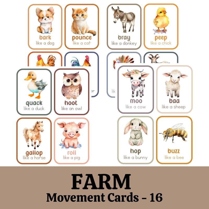 Animal Action Cards - Etsy