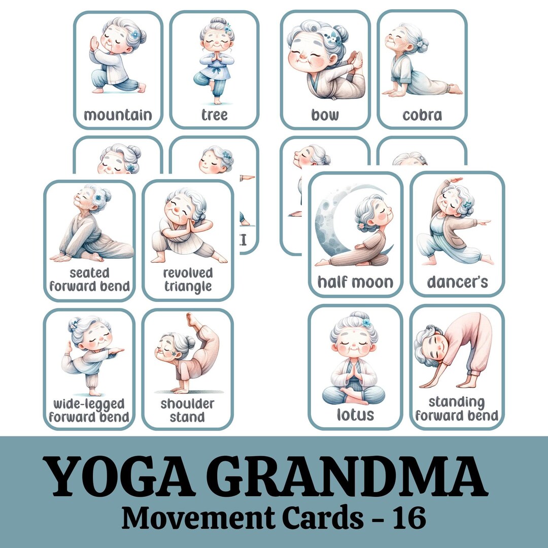 Movement Cards Yoga Grandmas for Toddlers and Preschool and Adults ...