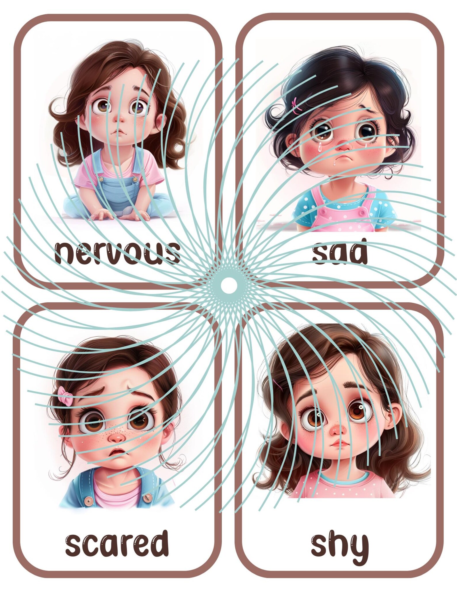 Emotion Flashcards, Feeling Cards for Toddlers and Preschool, Brown ...