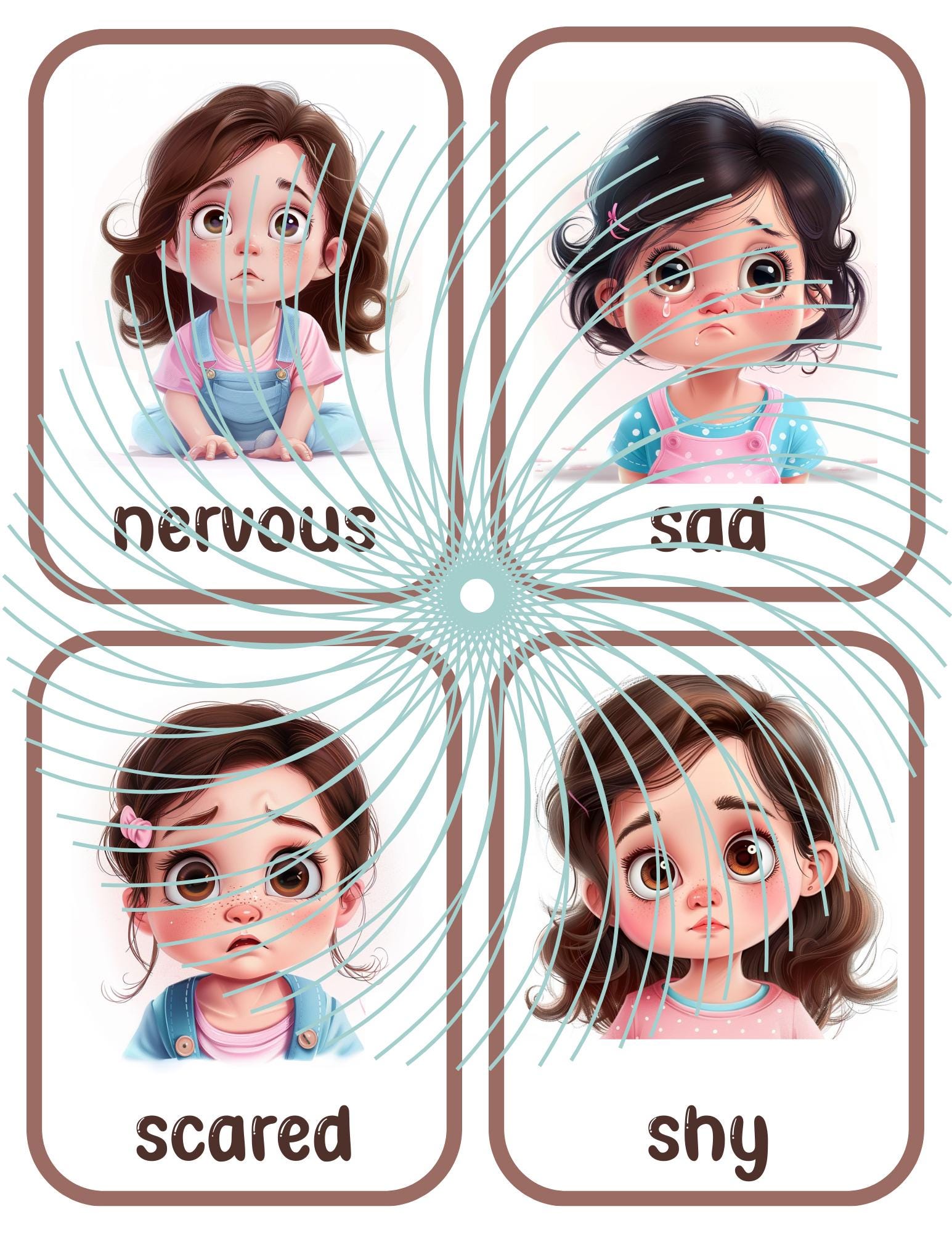 Emotion Flashcards, Feeling Cards for Toddlers and Preschool, Brown ...