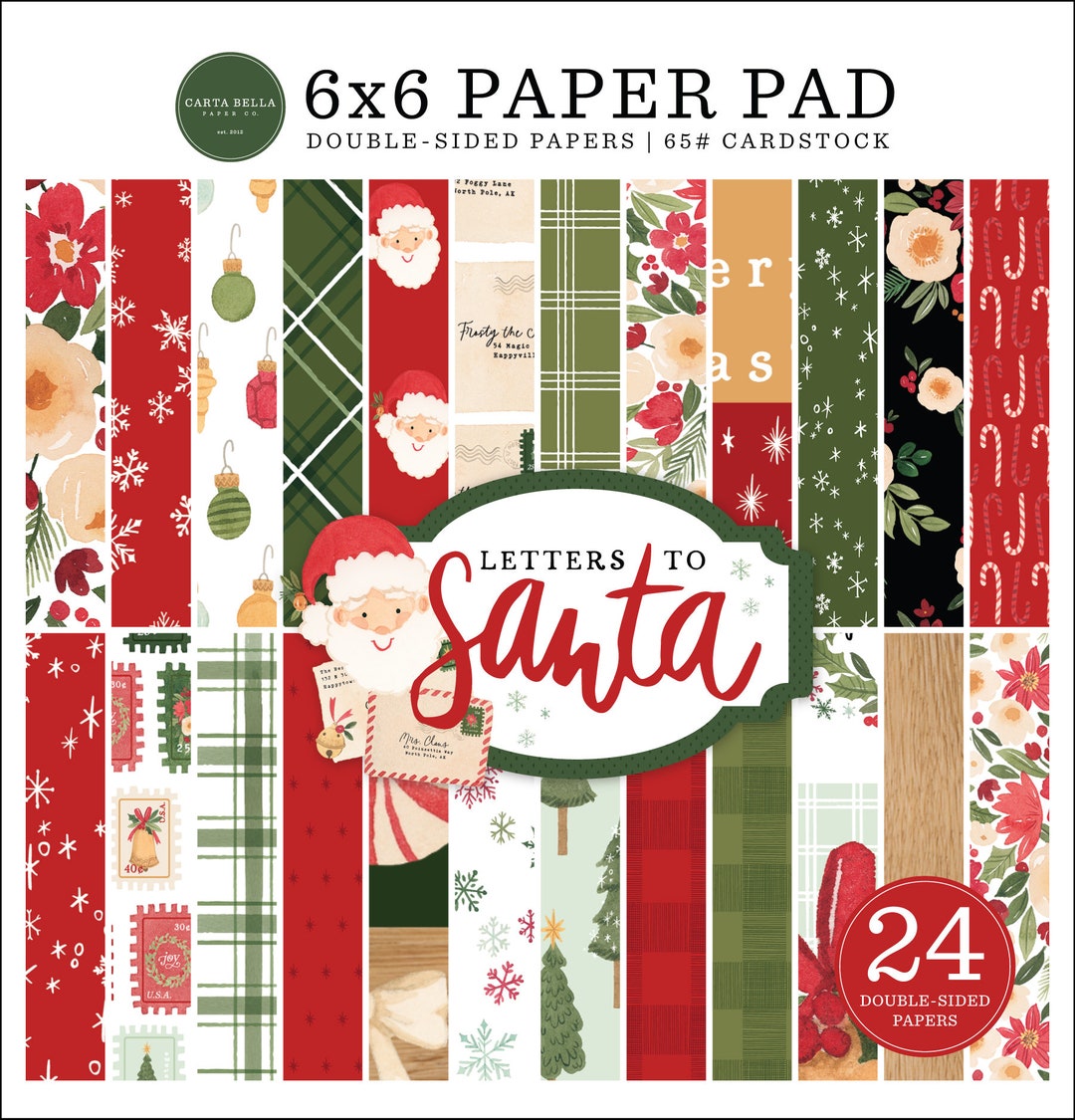 Carta Bella LETTERS TO SANTA Collection 6 X 6 Paper Pad 24 Double Sided ...