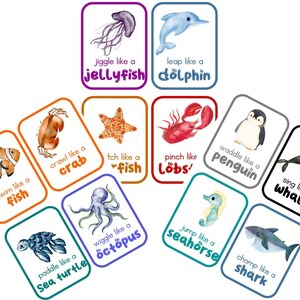 Movement Cards for Toddlers and Preschool Ocean Animals Busy - Etsy