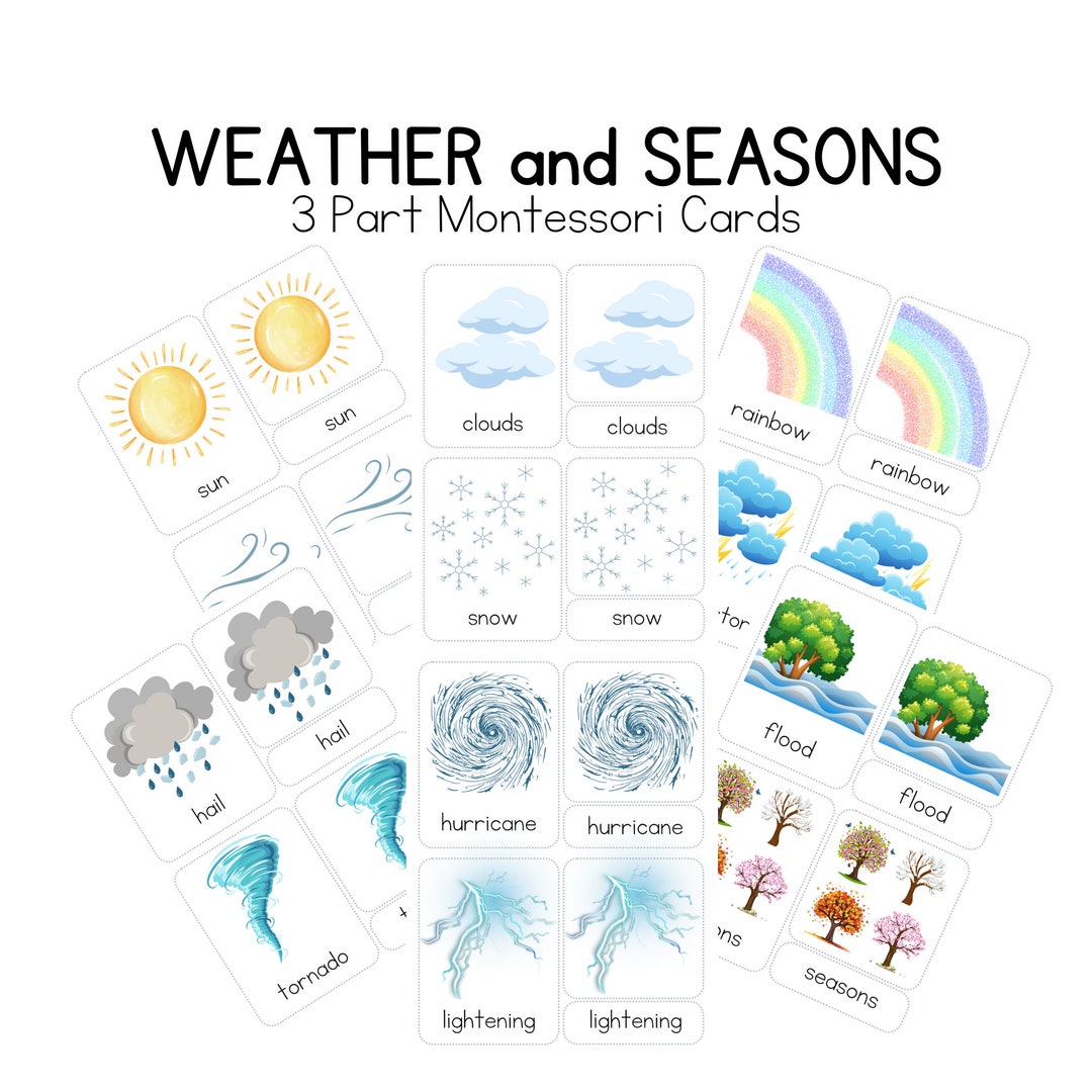 3 Part Cards Weather and Seasons Flash Cards Montessori - Etsy