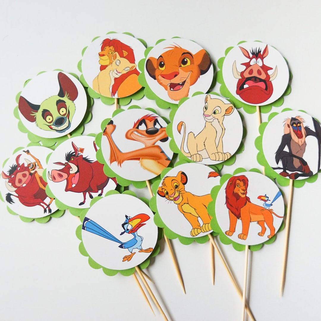 Lion King Set 2 Cupcake Toppers Simba, Pumba, Mufasa, Scar, Zazu, Timon ...
