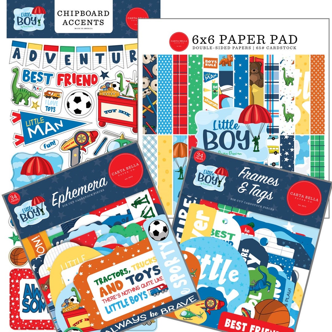 Carta Bella LITTLE BOY Collection -bundle of 4 Items Scrapbooking ...