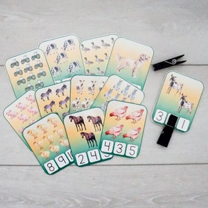 Count Clip Cards for Toddlers and Preschool Farm, Busy Activities, Fun ...