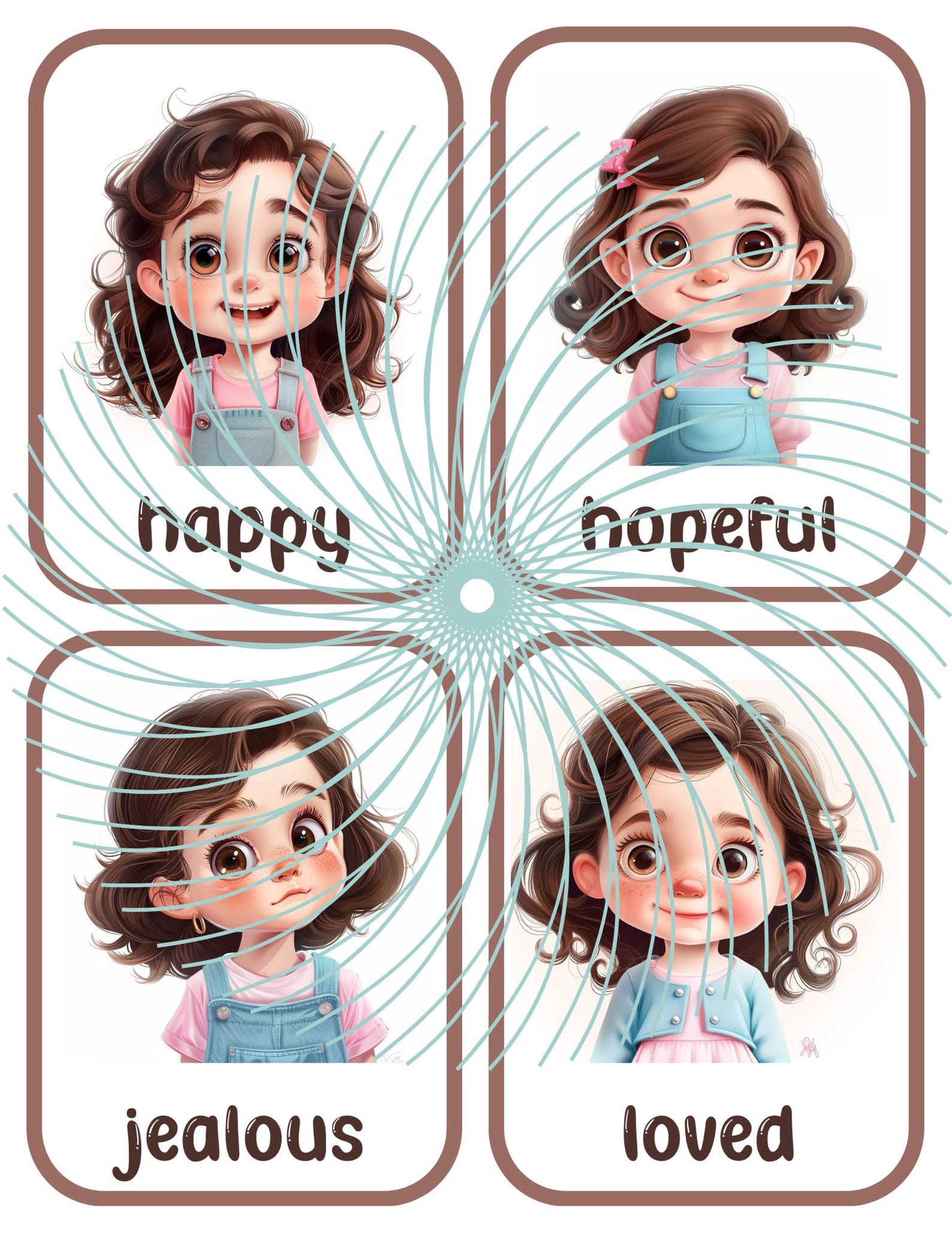 Emotion Flashcards, Feeling Cards for Toddlers and Preschool, Brown ...