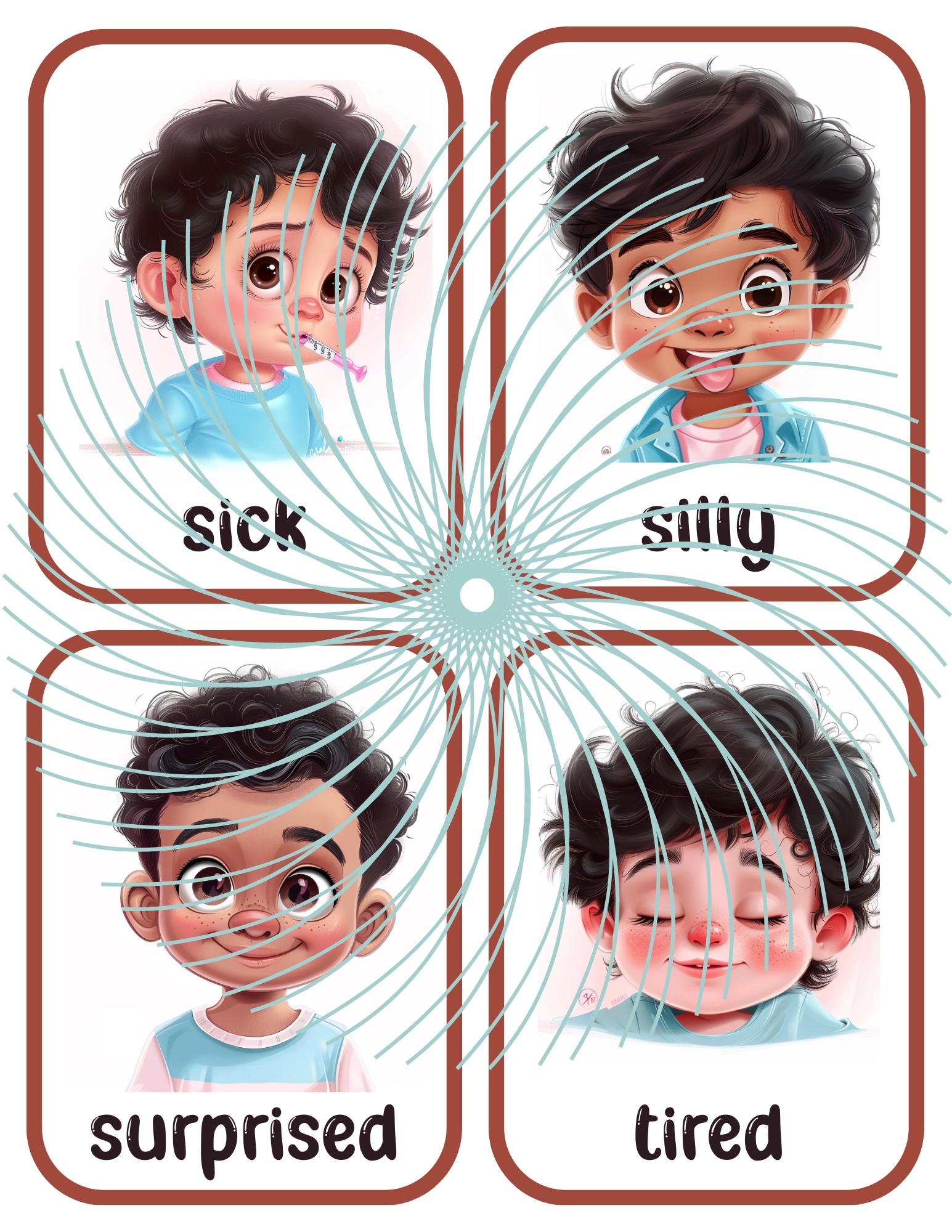 Emotion Flashcards, Feeling Cards for Toddlers and Preschool, Dark ...