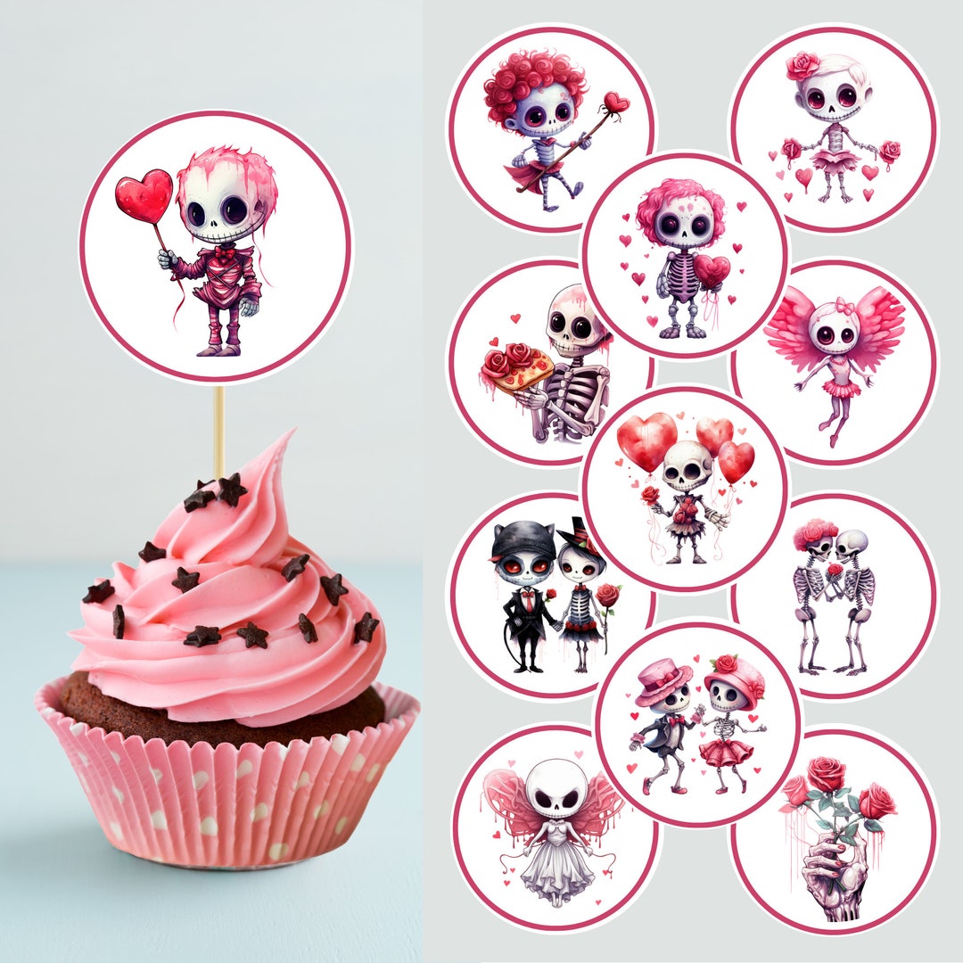 Cupcake Toppers Valentine's Day Zombie Love Romance Printable Digital ...