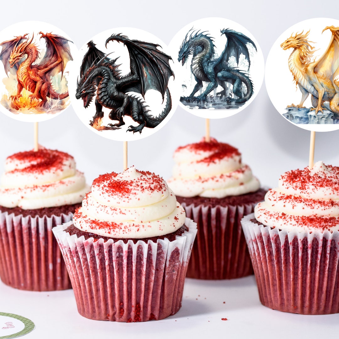 Cupcake Toppers Dragons Full Body Printable Digital File - Etsy