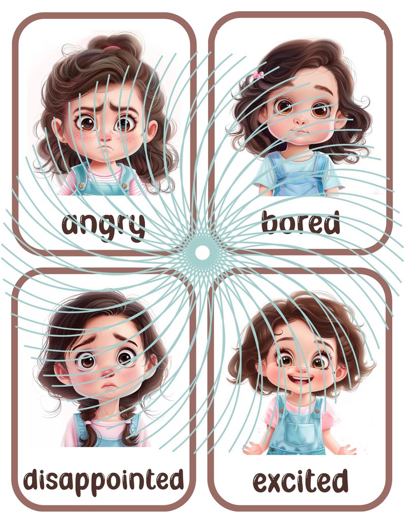 Emotion Flashcards, Feeling Cards for Toddlers and Preschool, Brown ...