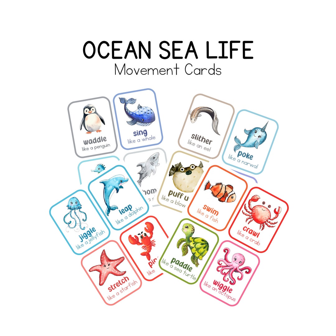 Movement Cards for Toddlers and Preschool Ocean Animals Busy - Etsy