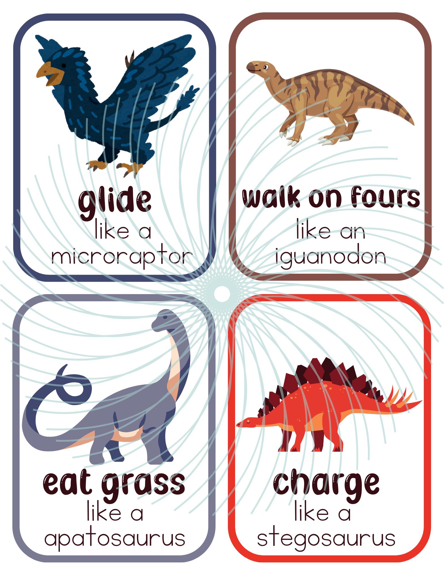 Movement Cards for Toddlers and Preschool Dinosaurs, Busy Activities ...