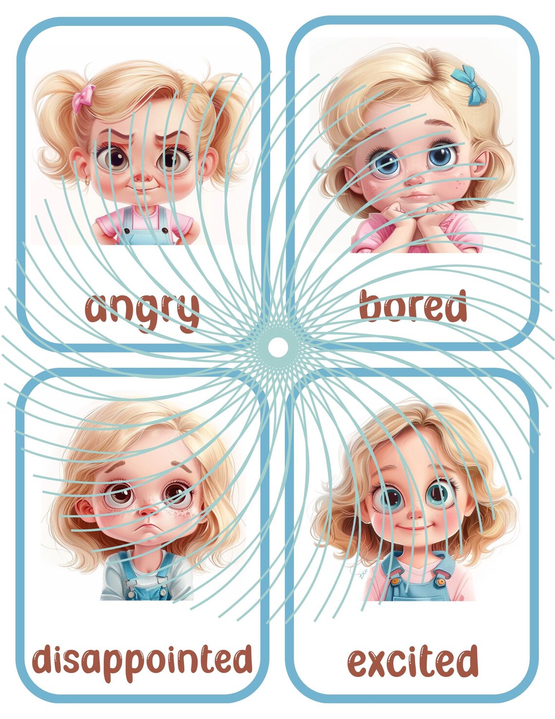 Emotion Flashcards, Feeling Cards for Toddlers and Preschool, Blonde ...