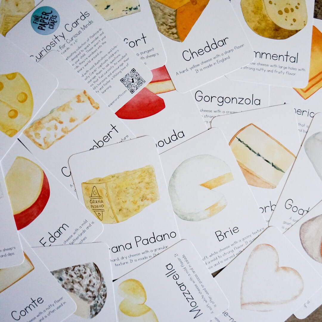 Curiosity Cards - Cheese, Flash Cards for the Curious Mind, Montessori ...