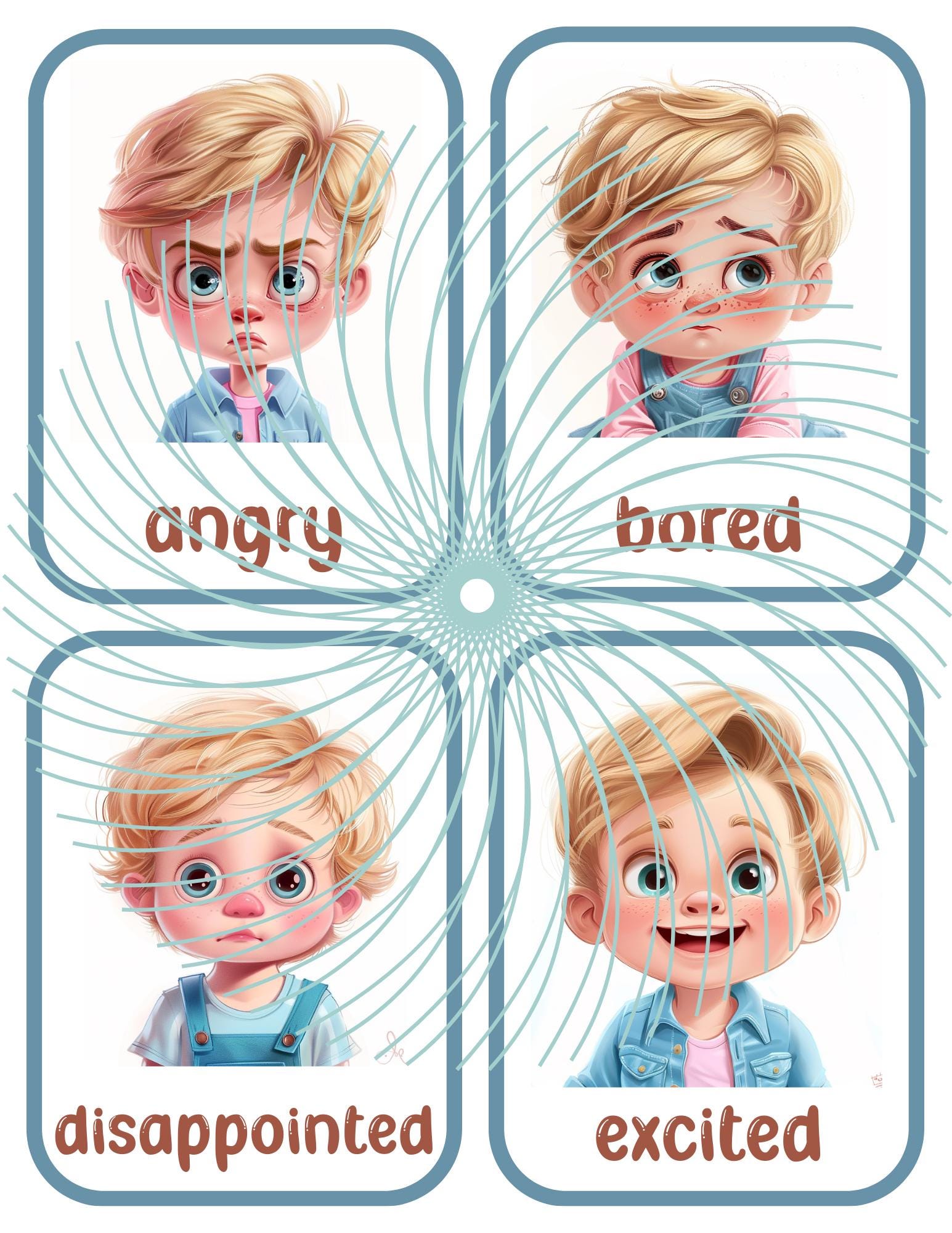Emotion Flashcards, Feeling Cards for Toddlers and Preschool, Blonde ...