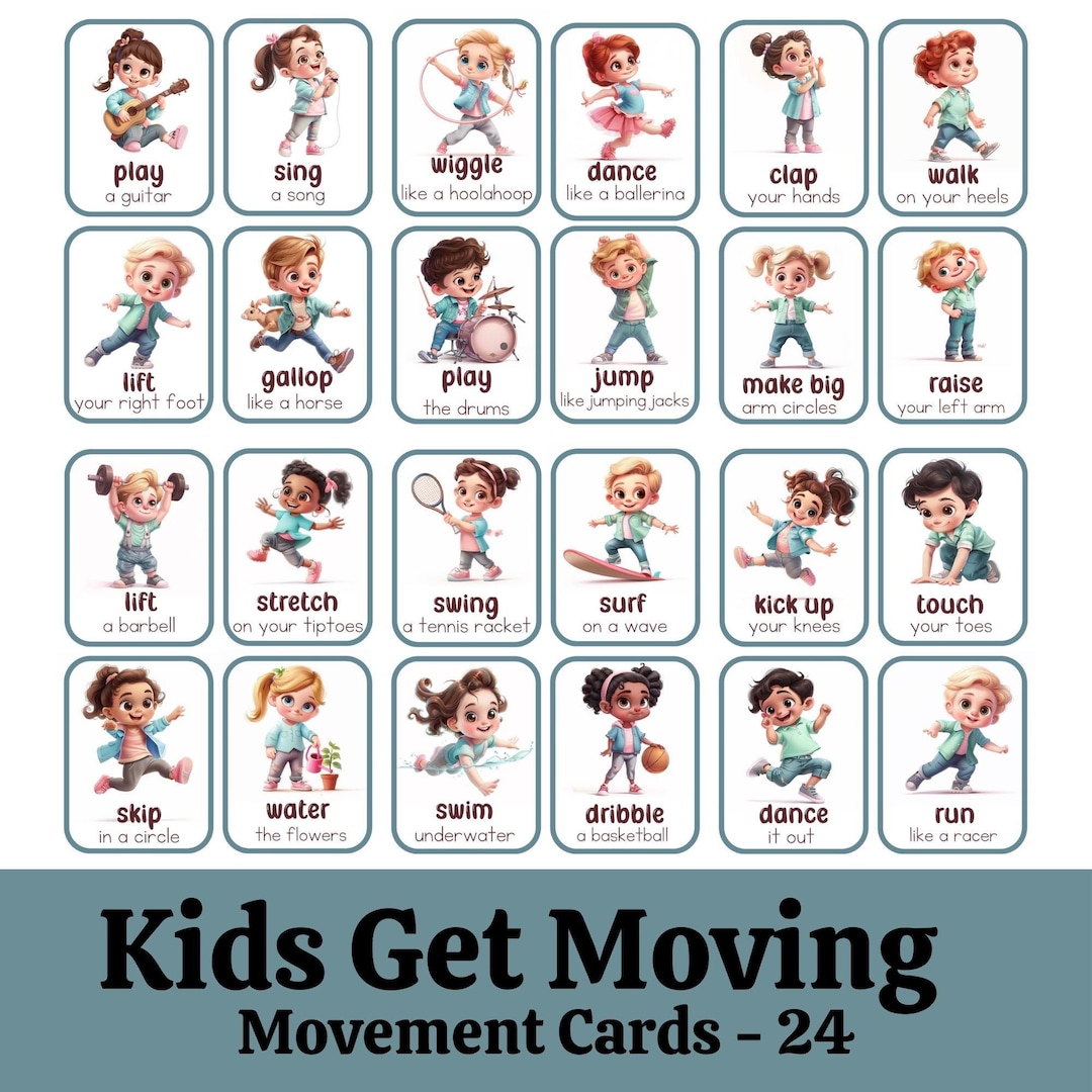 Movement Cards for Toddlers and Preschool Kids Get Moving, Busy ...