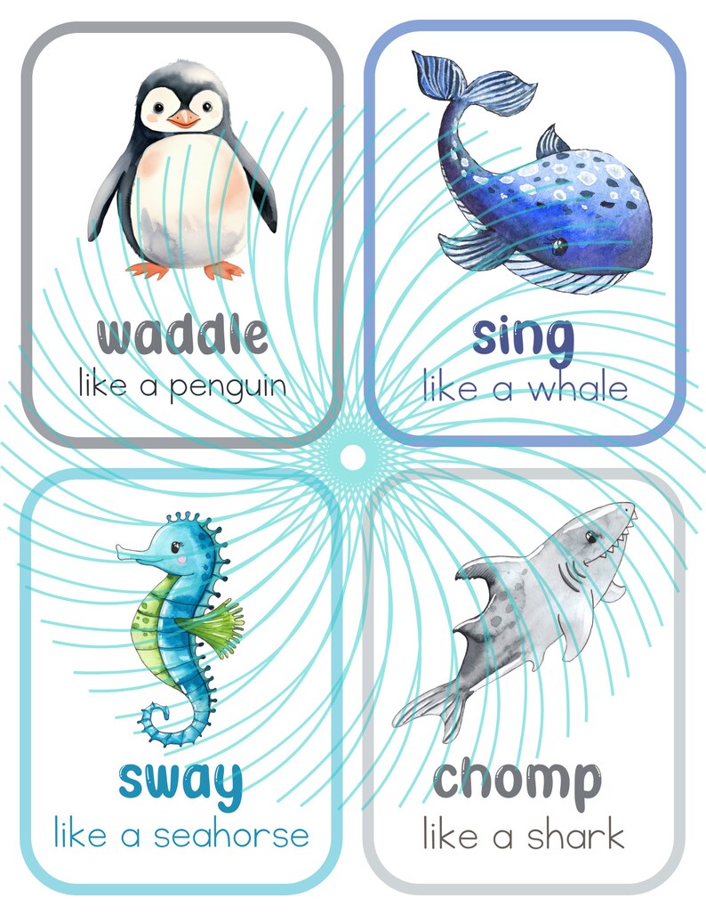 Movement Cards for Toddlers and Preschool Ocean Animals, Busy ...