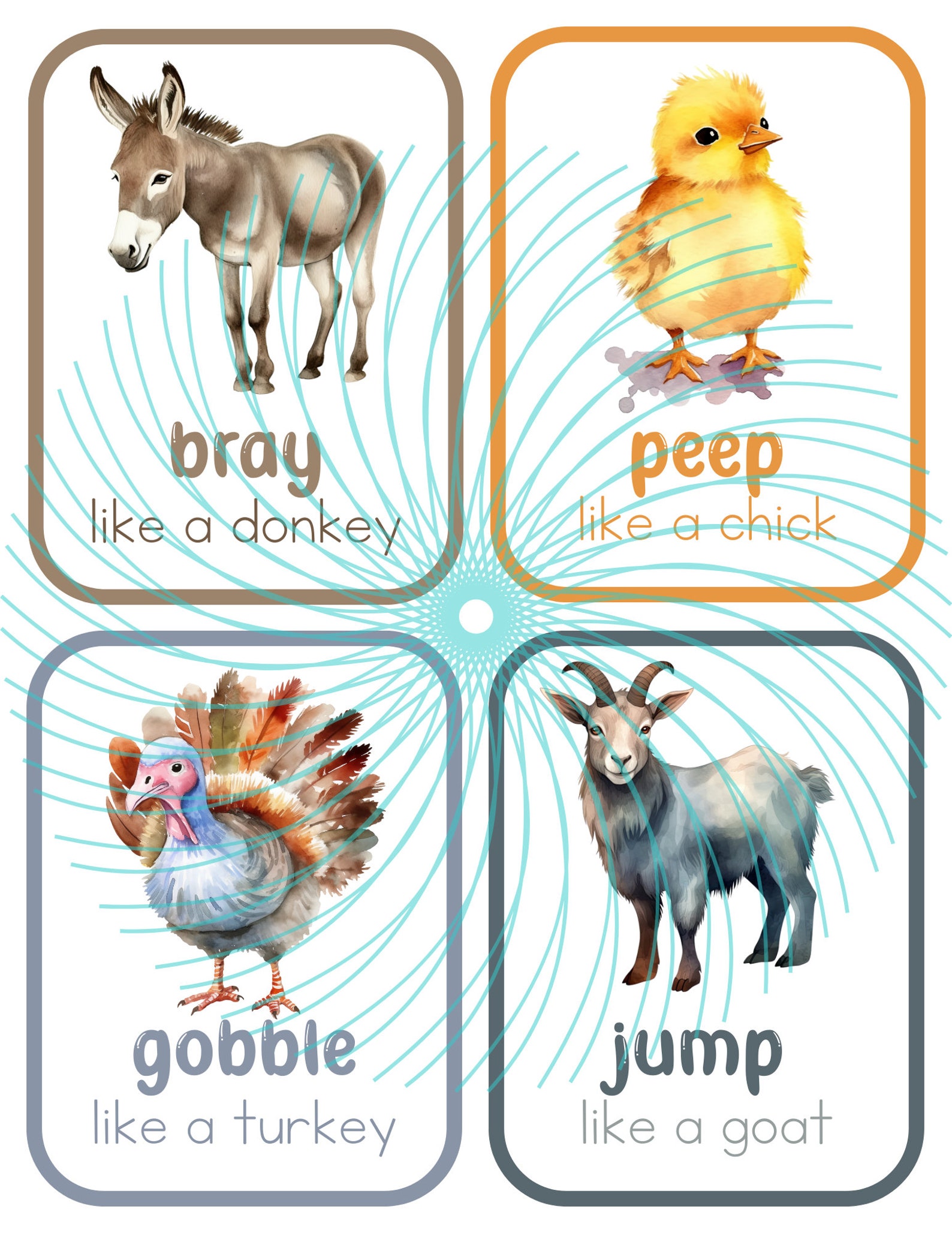 Movement Cards for Toddlers and Preschool Farm Animals, Busy Activities ...