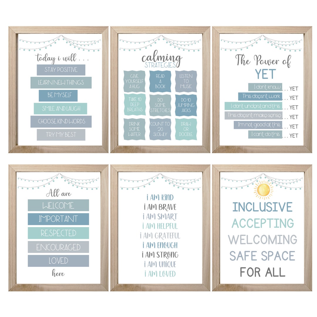 Educational Posters Set of 6, Calm Corner, Acceptance, Homeschool ...