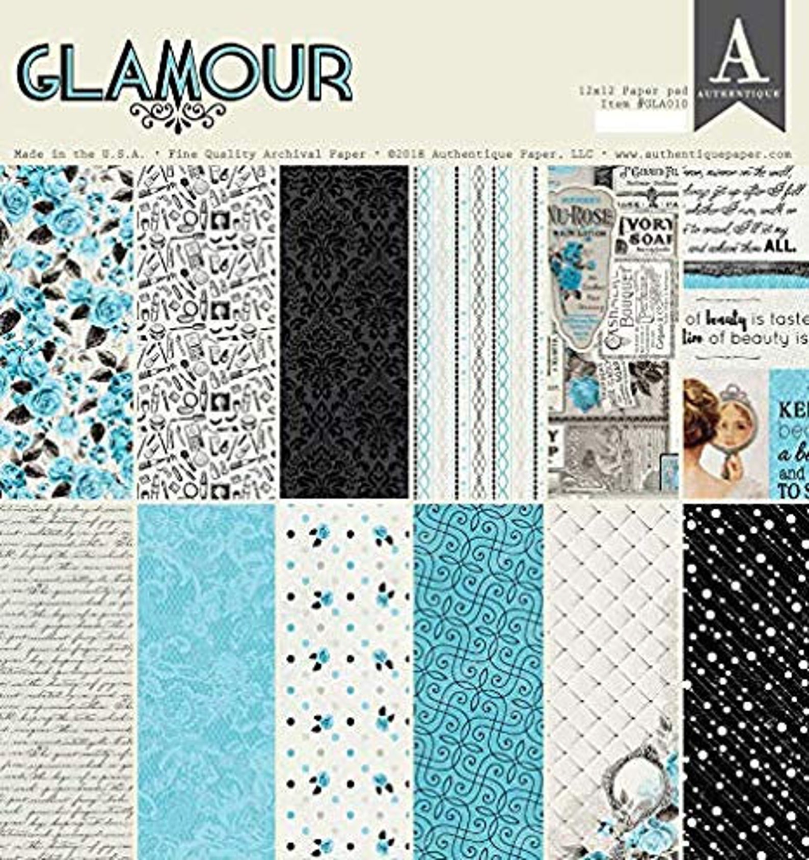 Authentique Glamour Collection Paper Pad 12 x 12 Double sided | Etsy