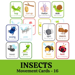 Movement Cards Bugs for Toddlers and Preschool, Busy Activities, Fun ...