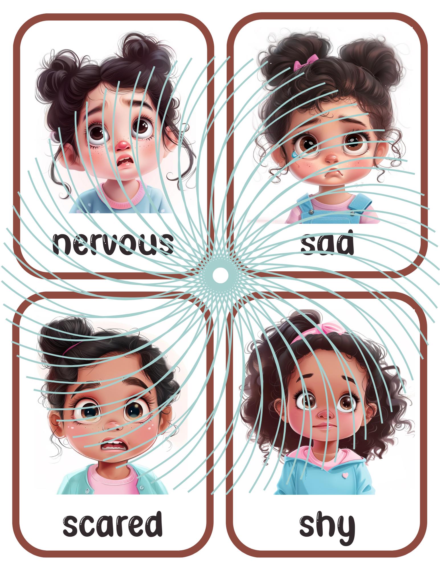 Emotion Flashcards, Feeling Cards for Toddlers and Preschool, Dark ...