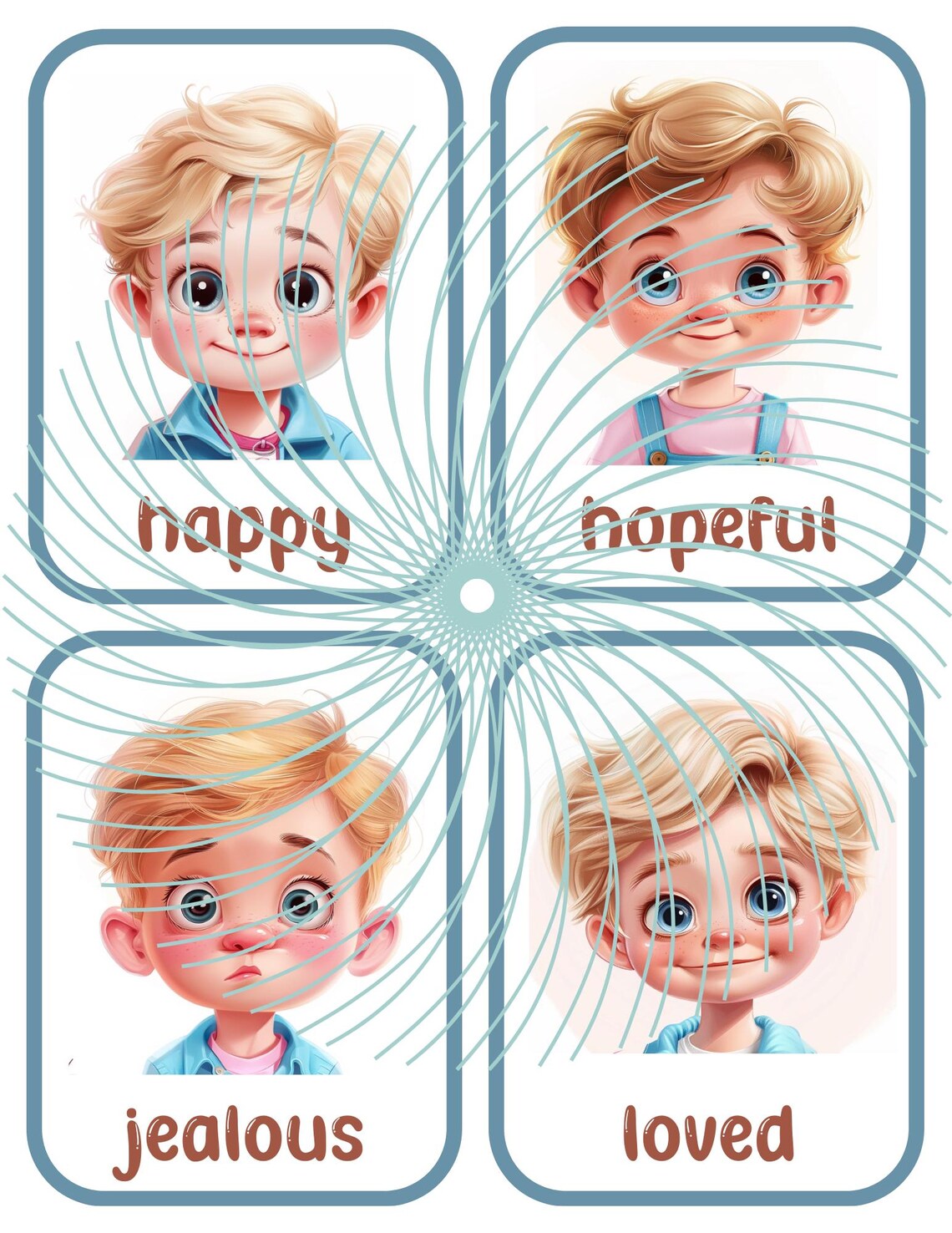 Emotion Flashcards, Feeling Cards for Toddlers and Preschool, Blonde ...