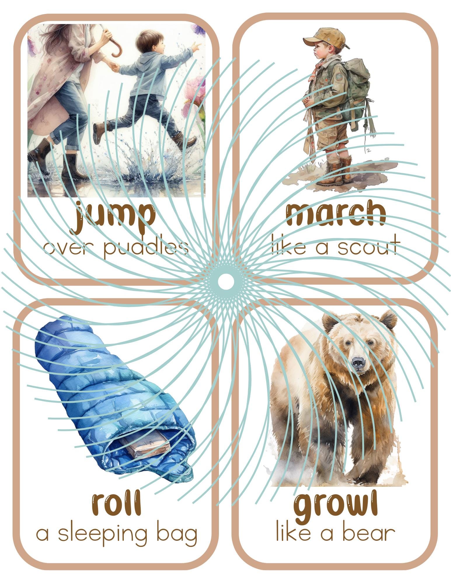 Movement Cards Outdoors and Camping for Toddlers and Preschool, Busy ...