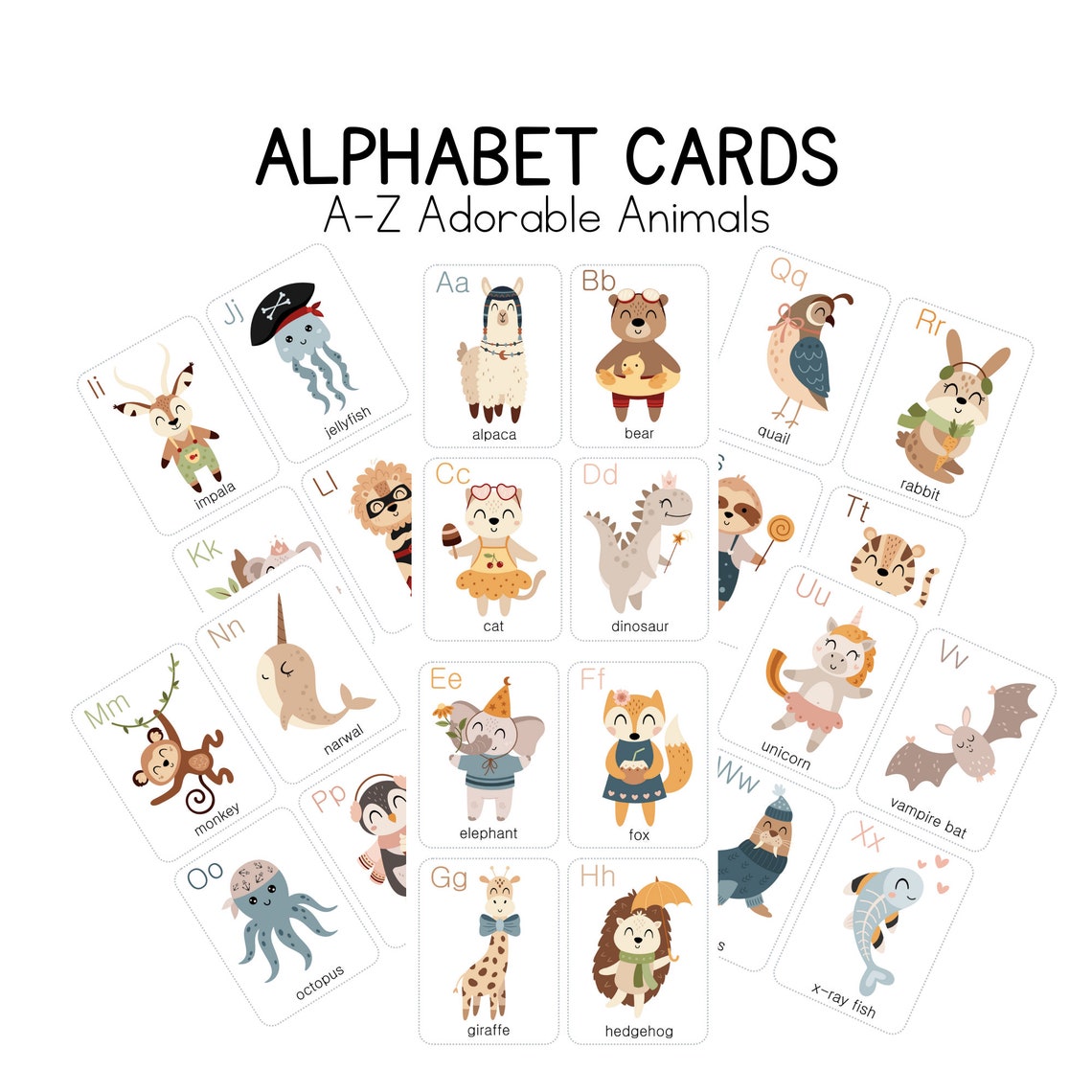 Flashcards A-Z Adorable Animals, Preschool, Toddler, Child - Life Long ...