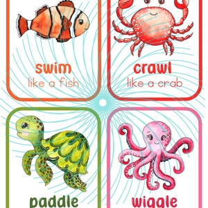 Movement Cards for Toddlers and Preschool Ocean Animals, Busy ...