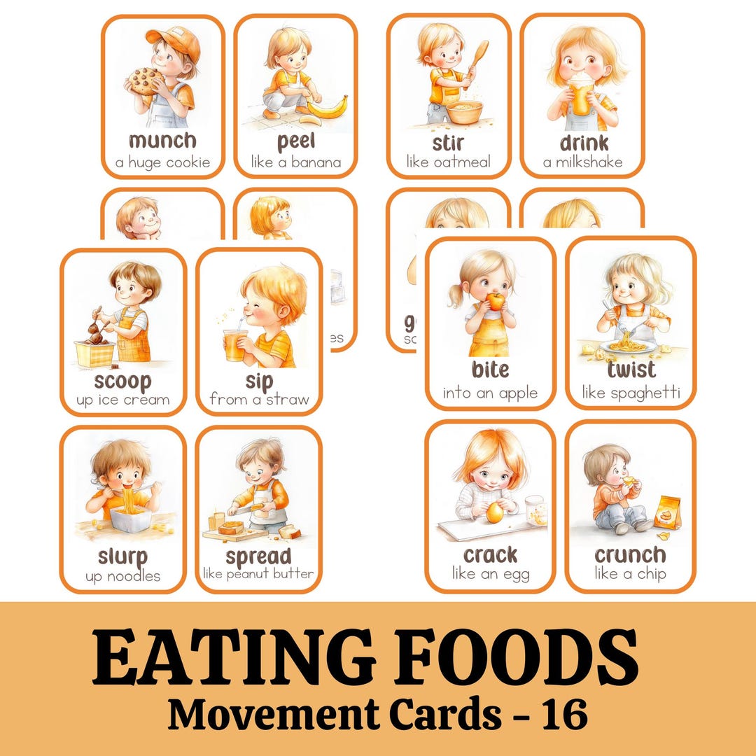 Movement Cards Food Themed for Toddlers and Preschool, Busy Activities ...