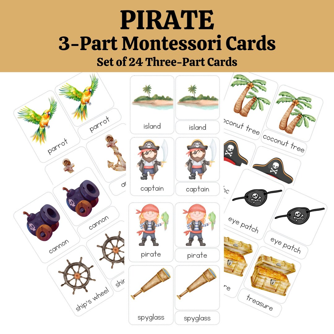 3 Part Cards - Pirate Adventures - Flash Cards, Sea, Montessori ...