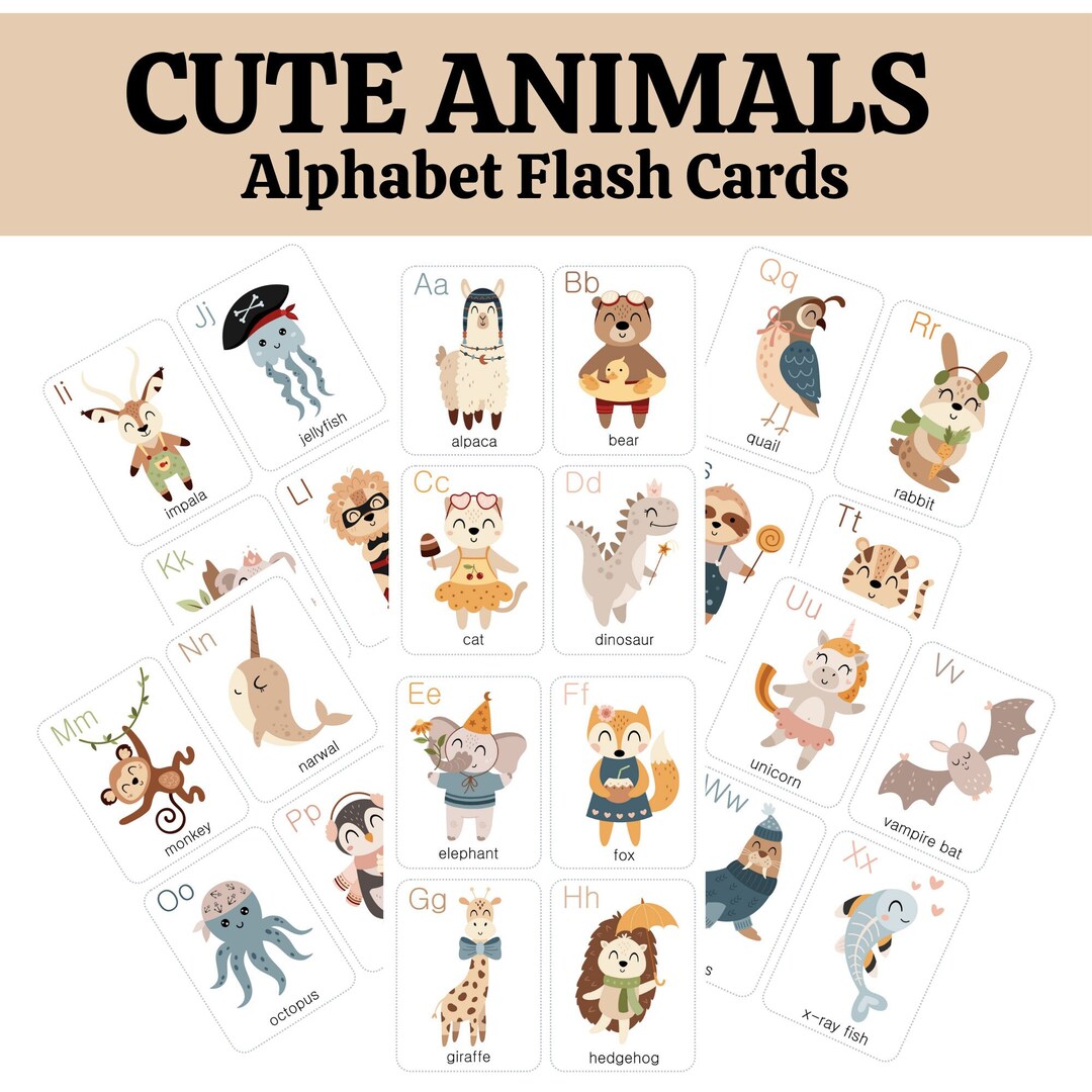 Flashcards A-Z Adorable Animals, Preschool, Toddler, Child - Life Long ...