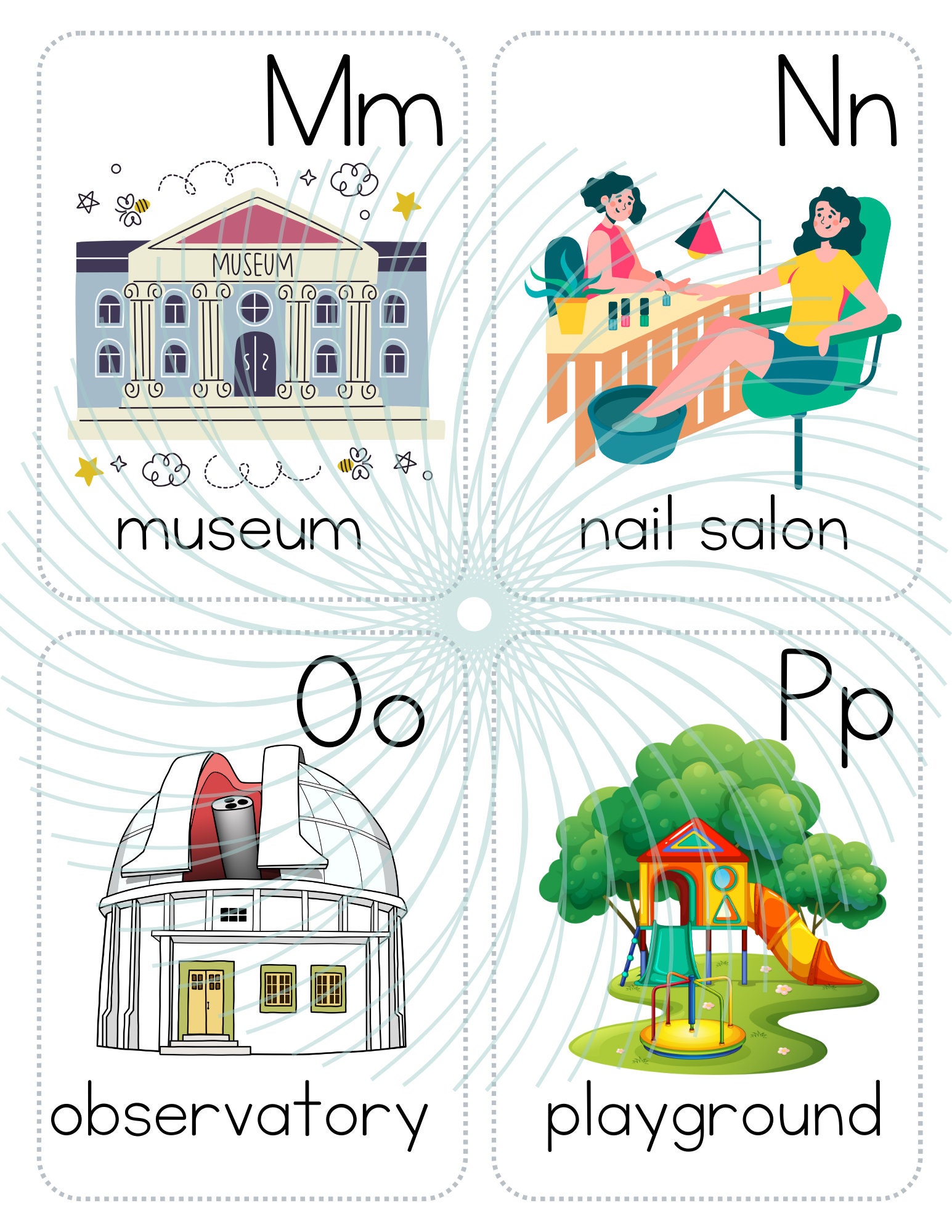 Flashcards A-Z Things in the City, Around Town, Preschool, Toddler ...