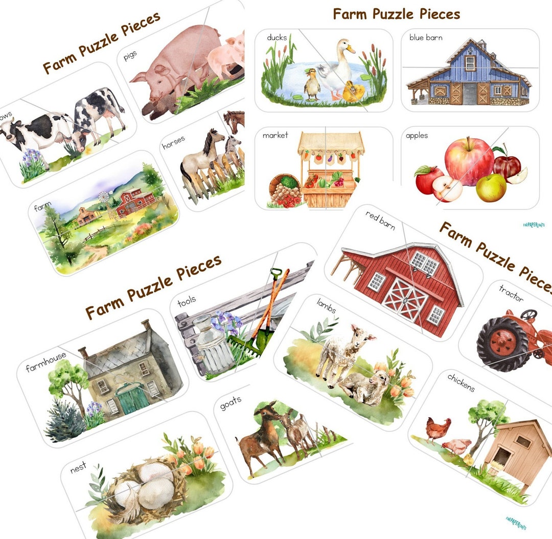Puzzle Match Pages for Toddlers and Preschool Farm, Busy Activities ...