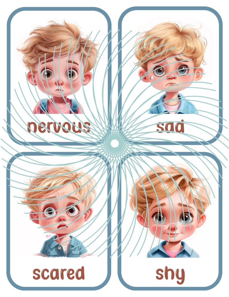 Emotion Flashcards, Feeling Cards for Toddlers and Preschool, Blonde ...