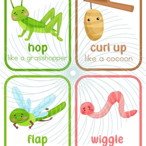 Movement Cards Bugs for Toddlers and Preschool, Busy Activities, Fun ...