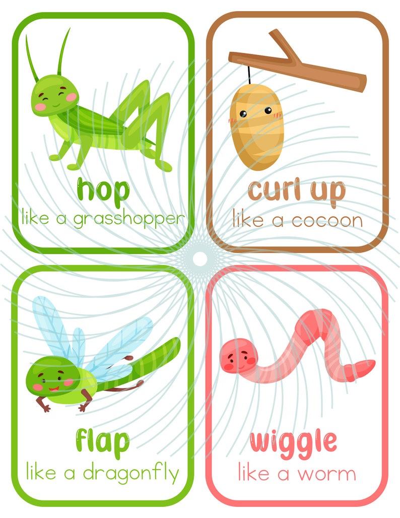 Movement Cards Bugs for Toddlers and Preschool, Busy Activities, Fun ...
