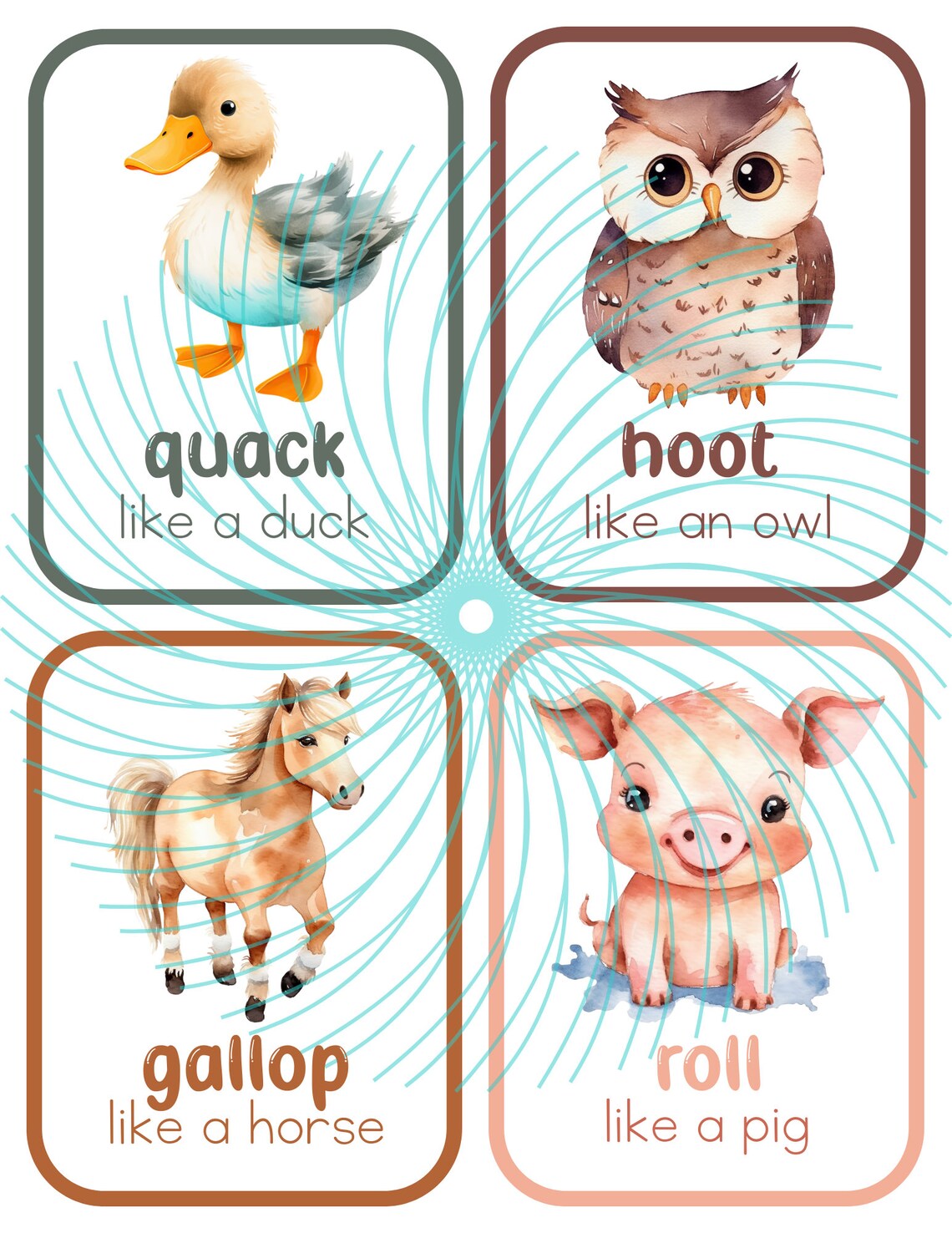 Movement Cards for Toddlers and Preschool Farm Animals, Busy Activities ...