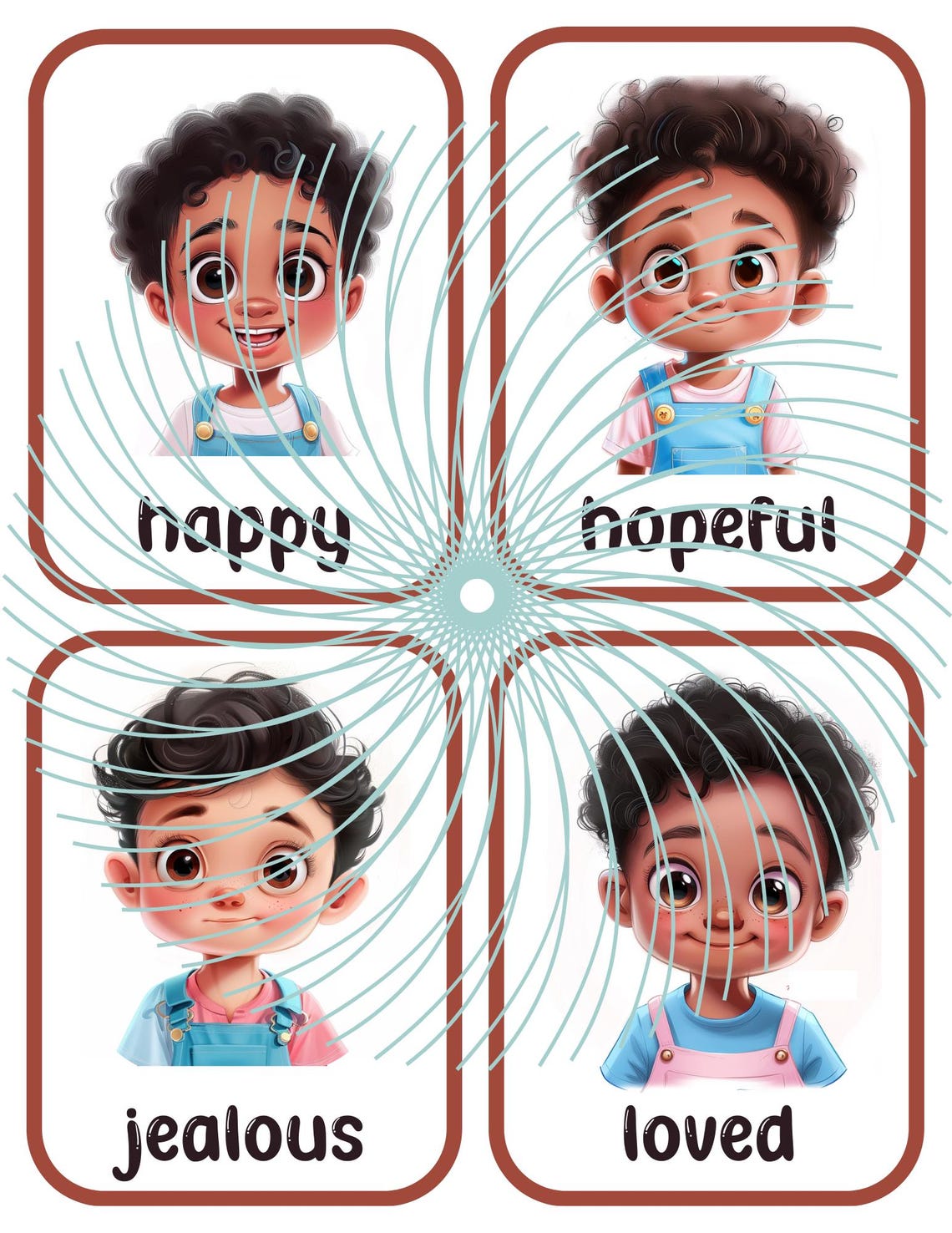 Emotion Flashcards, Feeling Cards for Toddlers and Preschool, Dark ...