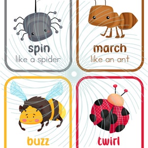 Movement Cards Bugs for Toddlers and Preschool, Busy Activities, Fun ...