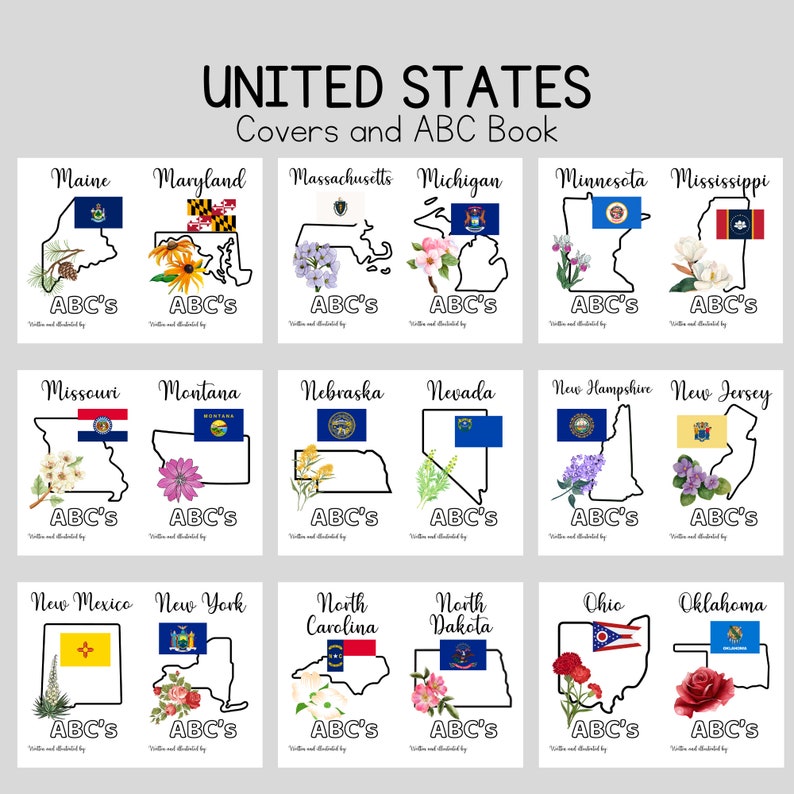 Abc's of the 50 States, Printable Booklet by State, Toddler, Child ...