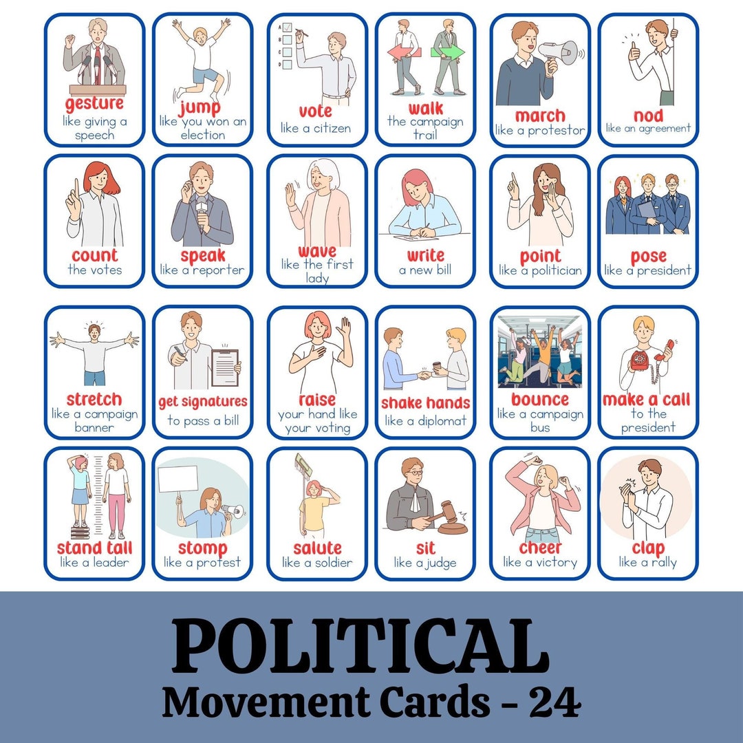 Political Movement Cards for Toddlers and Preschool Practice for a ...