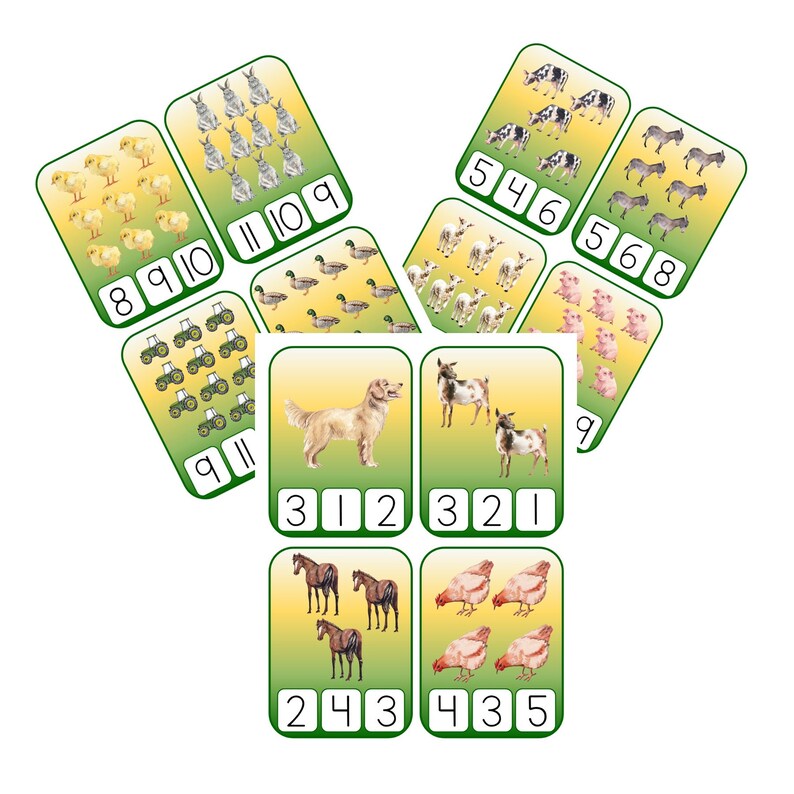 Count Clip Cards for Toddlers and Preschool Farm, Busy Activities, Fun ...